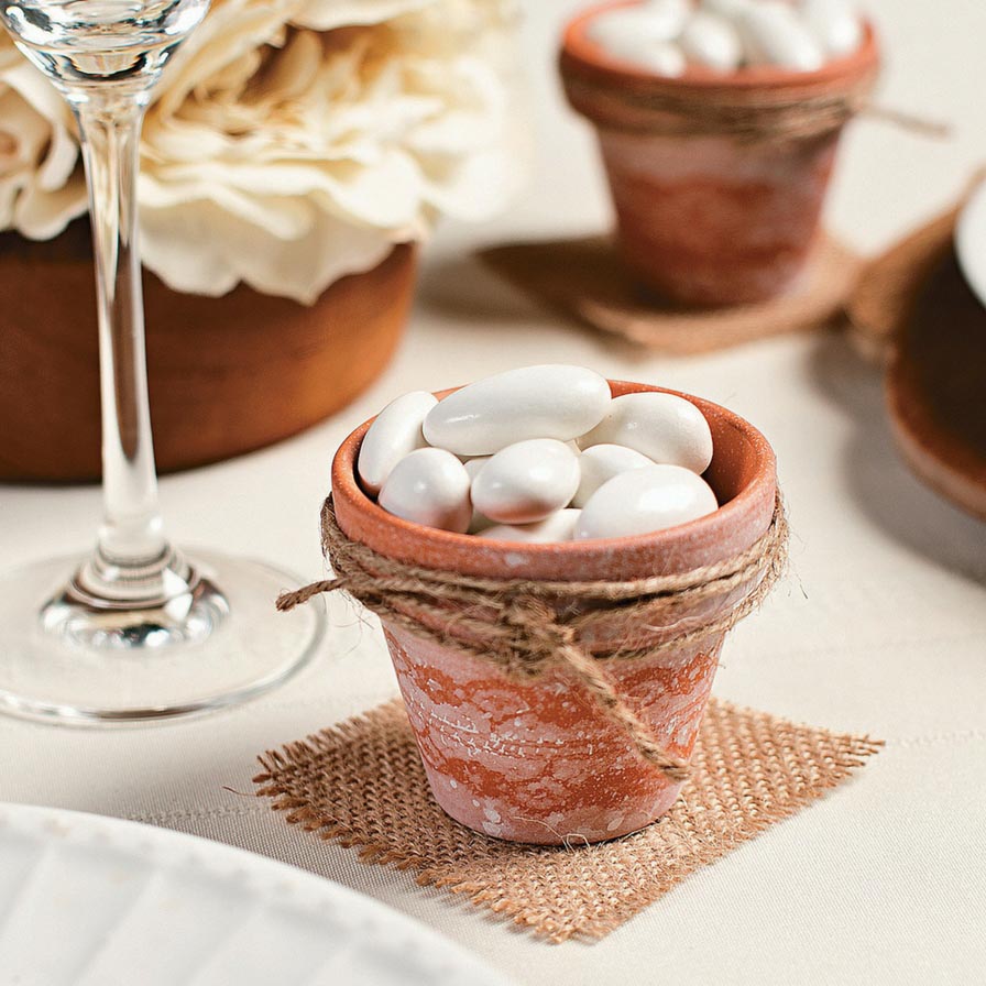 Lace Wrapped Mini Terra Cotta Pots Favor Idea | Fun365