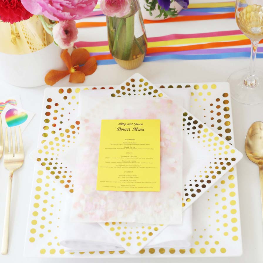 DIY Colorful Confetti Wedding Menus | Fun365