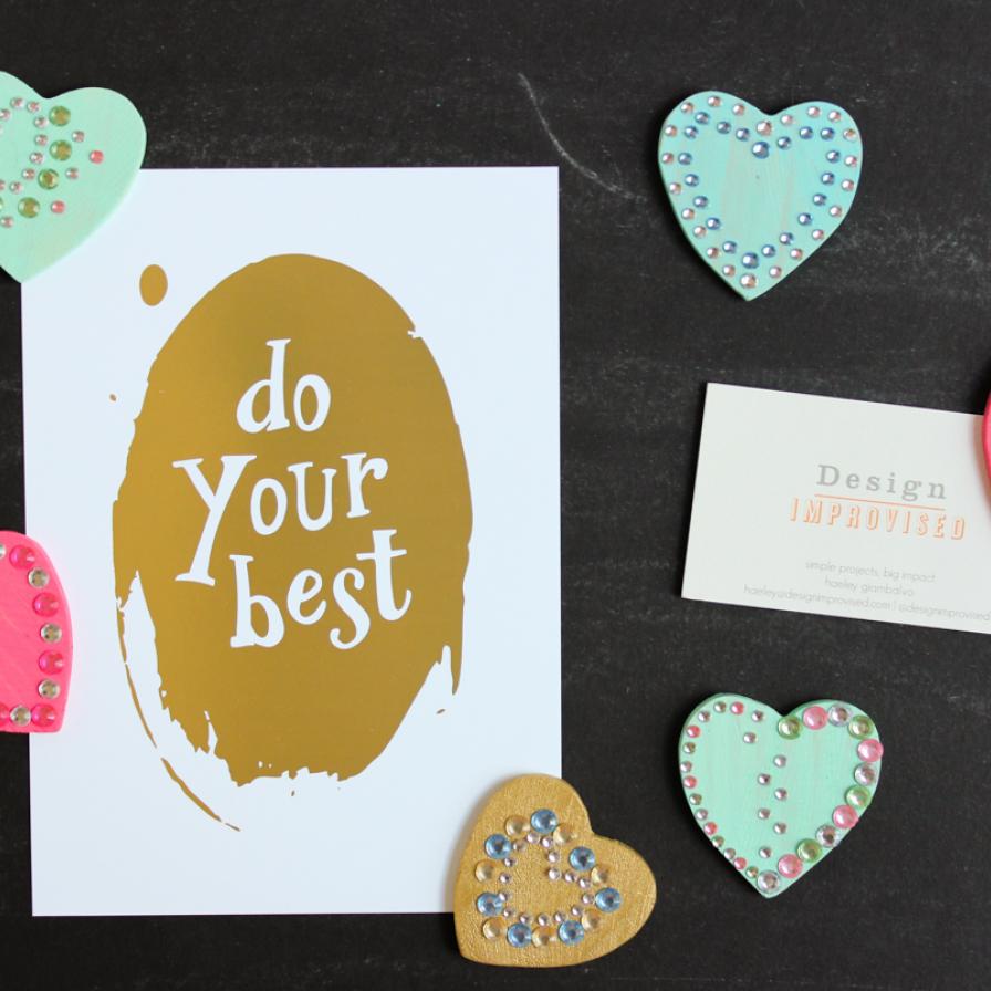 Rhinestone Heart Magnets Craft | Fun365