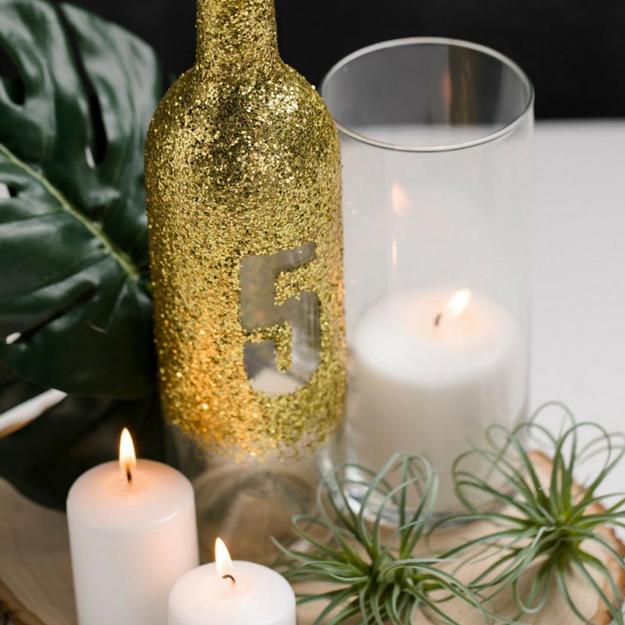 Glitter Wine Bottle Table Numbers | Fun365