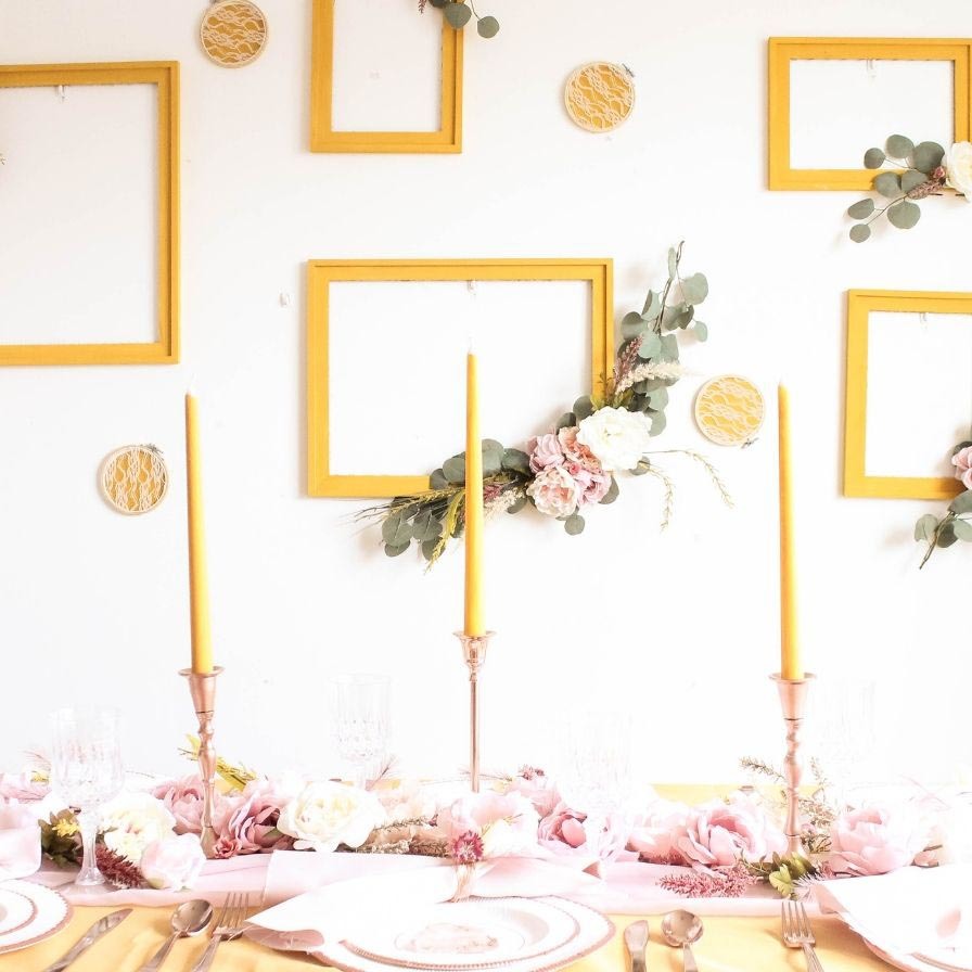 DIY Mustard and Blush Wedding Backdrop | Fun365
