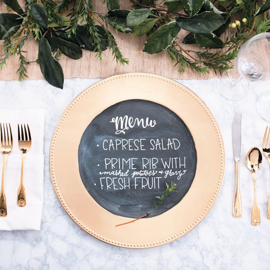 DIY Chalkboard Wedding Menu Chargers | Fun365