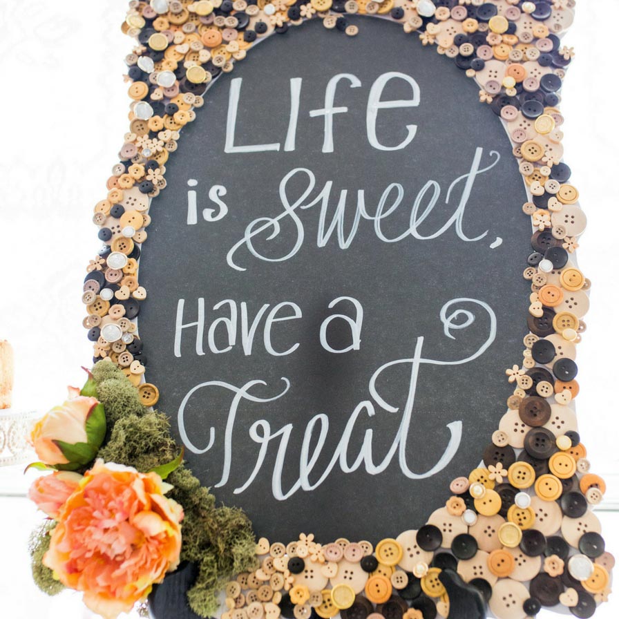 Vintage Inspired, Button Embellished Chalkboard Frame Tutorial | Fun365